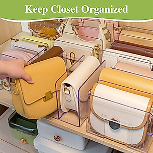 2 Pcs Purse Organizer for Closet, Acrylic Clear Purse Storage Organizers, Closet Organizers and Storage Purse Handbag Divider Holder, 4 Sections Purse Organizers Dividers in Bedroom Office (bright)