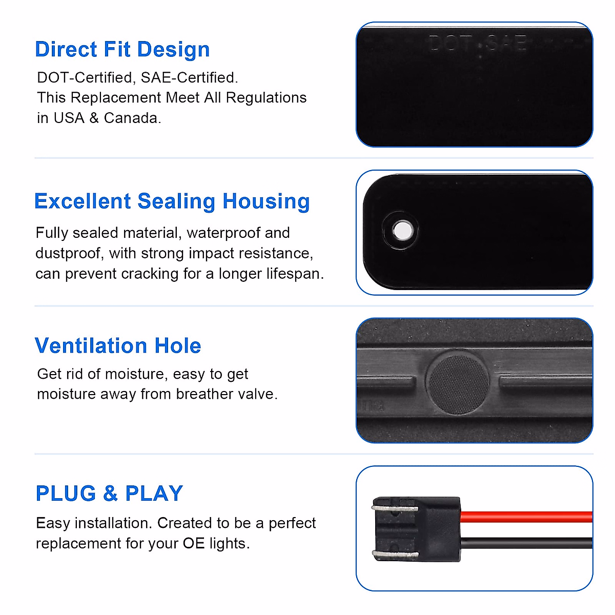 SHINEFIT LED Side Bumper Marker Lights Replacement for F0rd F100 F150 F250 F350 F500 Truck 1973-1979/ Bronco 1978-1979/ Econoline E100 E150 E250 E350 1975-1991, Smoke Lens