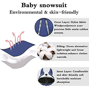 ALLAIBB Toddler Baby Boy Girl Winter Snowsuit Coat Thick Outwear Warm Hood Snow Suit Jumpsuit