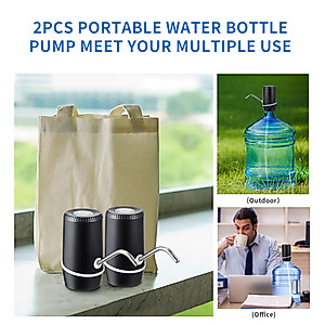 2 Pack Water Dispenser Pump for 5 Gallon Bottle, Electric Automatic Drinking Water Bottle Dispenser with Switch, Portable USB Charging Drinking Water Jug Pump for Camping, Kitchen, Home, Office