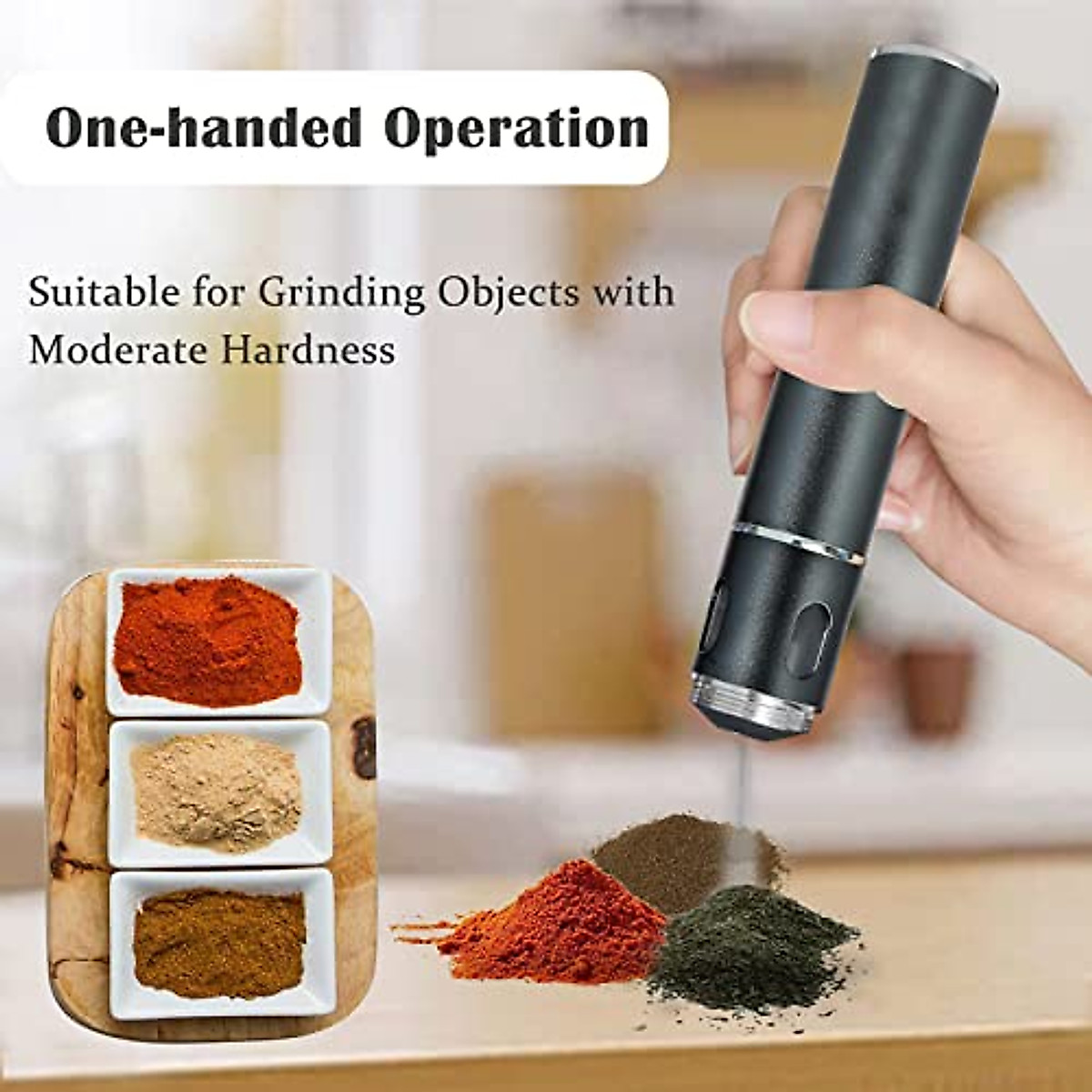 Electric Portable Herb Grinder, USB Rechargeable Spice Multipurpose Crusher for Fluffy Product and The kitchen Grinding (black)