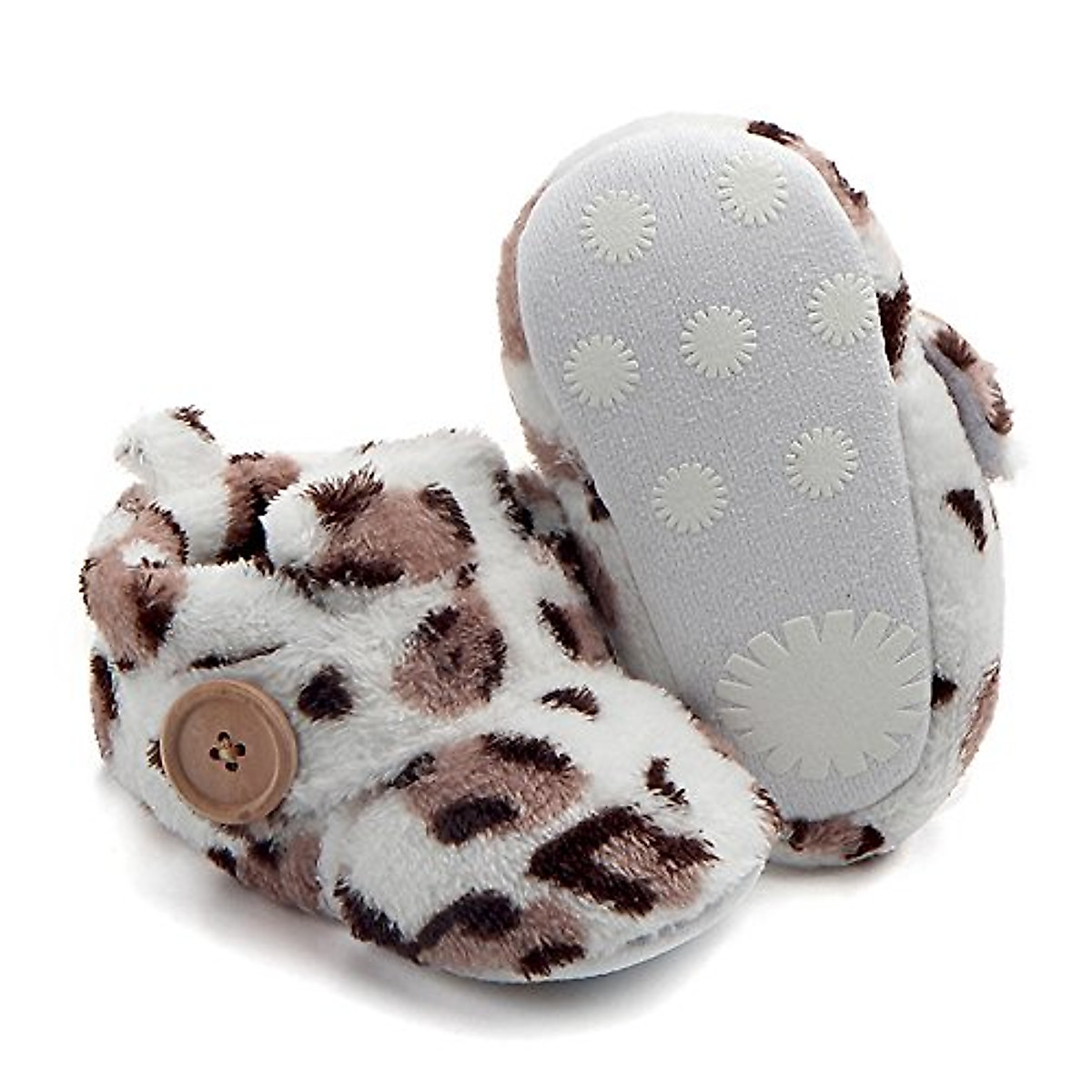 Newborn Boy Girl Soft Fleece Booties First Walkers Baby Shoes Warm Winter Socks House Shoes (3-6Month, Brown)
