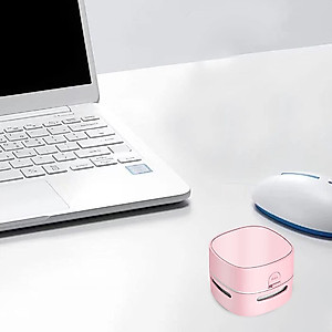 ODISTAR Desktop Vacuum Cleaner, Mini Table dust Sweeper Energy Saving,High Endurance up to 400 mins,360º Rotatable Design for Keyboard/Home/School/Office (Pink)