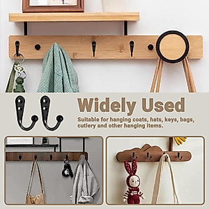 FANCY NOVA 12pcs Wall Mounted Hooks, Metal Coat Hanger Hooks for Wall with 24pcs Screws, Wall Hooks for Hanging Coats, Robe, Key, Towel, Cap, Coffee Cup, Bag (Black)