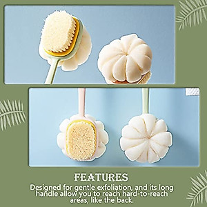 STAHAD Back Bath Scrubber for Sponge: Scrub Tool Skin Sides Scrubber Dry Portable Sponge Handle Exfoliator Scalp Wooden Double- Dual Tools Brushing with Double Bathing Women Men Massager