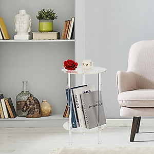 YINSHCO Acrylic Detachable End Table, Round Acrylic Coffee Table, 2 Tier Multifuntional Clear Nightstand End Table for Small Spaces, Detachable Beside Table for Living Room, Bedroom, Study Room, 12"