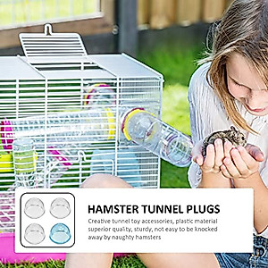 4Pcs Hamster Tube Accessories, Hamster Tube Hamster Tunnel Caps Pet External Cage Plugs Small Animal Hutch Guinea Pig Toy for Chinchilla Squirrel Hamster, Random Color