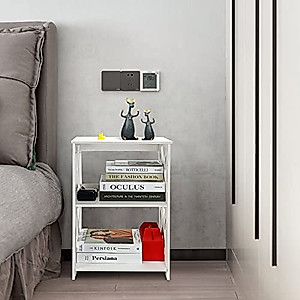 Lechay Small Side Table, White End Table Skinny Tables for Small Spaces Slim Nightstand Small Bookshelf for Bedroom Office