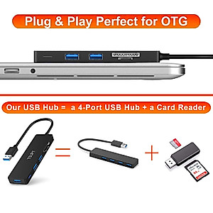 USB 3.0 Hub TSUPY Multi USB HUB, 5 in 1 USB Data Hub with SD Micro SD Card Reader & 3 USB 3.0 Ports Compatible for PC