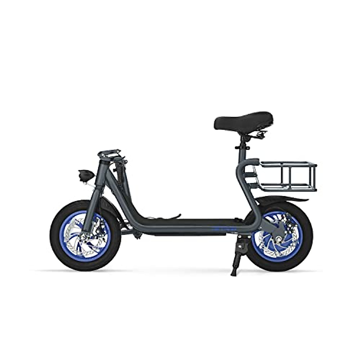 Jetson Ryder Electric Scooter, 15.5 MPH, 12 miles Max Range, Twist Throttle, 250-Watt Motor, Adjustable Seat, Foldable Handlebar, Rear Basket, Ages 12+, Gray, JRYDER-GRY