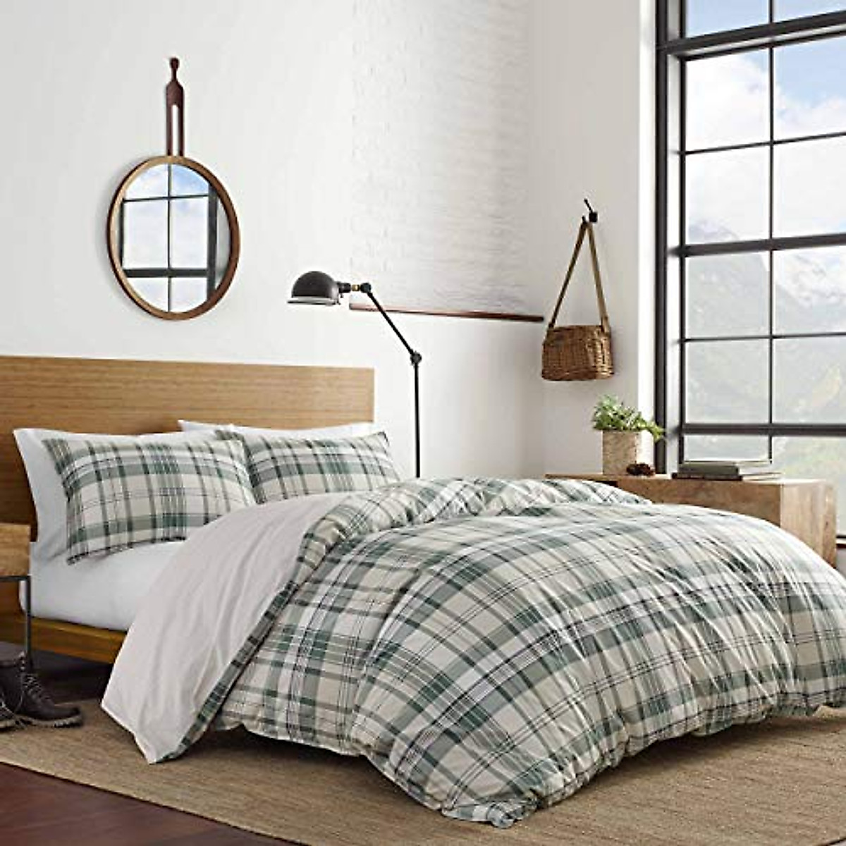 Eddie Bauer - King Comforter Set, Reversible Cotton Bedding with Matching Shams, Plaid Home Decor for All Seasons (Timbers Green, King)