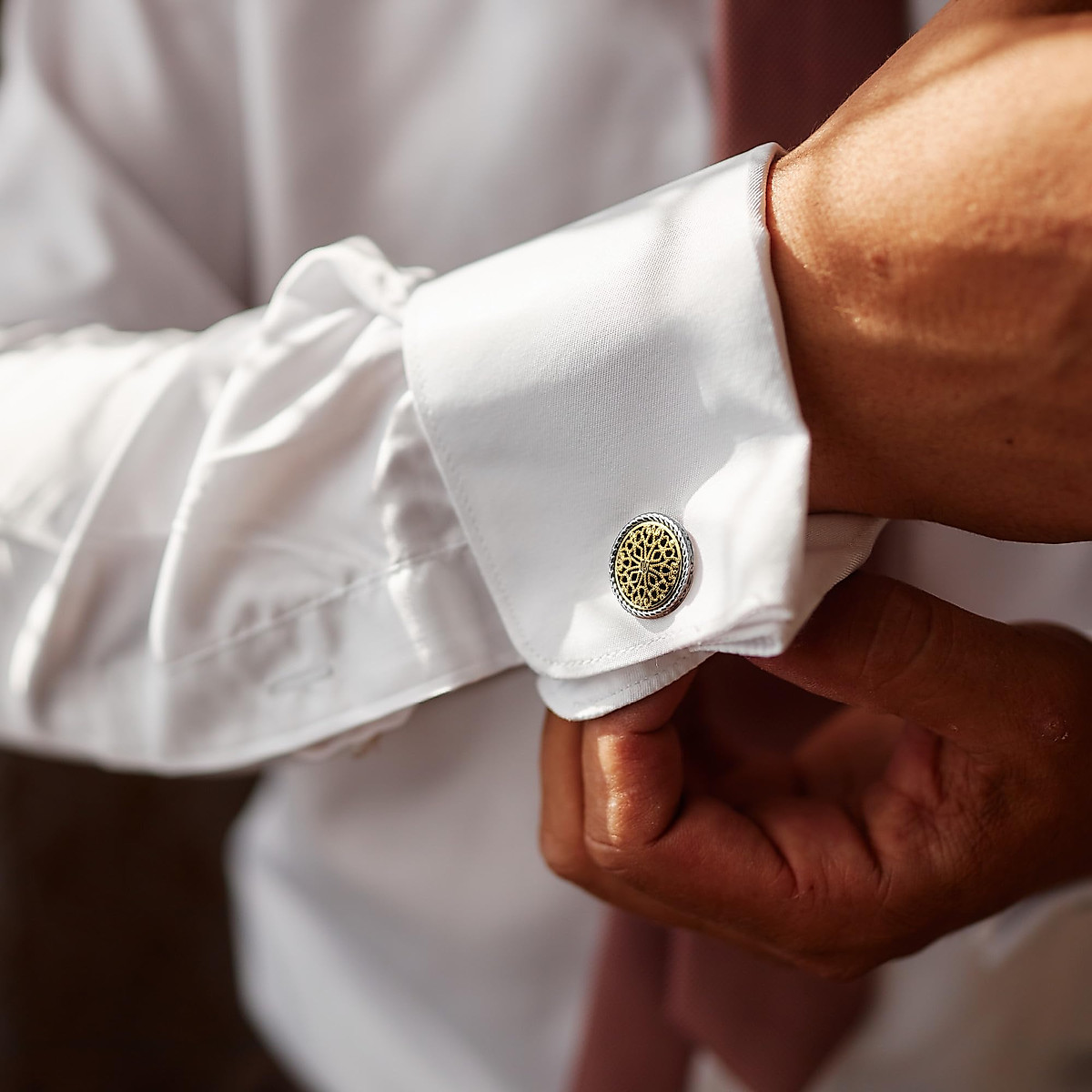 Cuff Links Mens, Cufflinks for Men, 18K Gold Plated Cufflinks with Gift Box for Wedding, Birthday, Anniversary and Father's Day