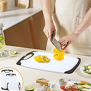 KUFUNG Kitchen Cutting Board - Juice Grooves with Easy-Grip Handles, Non-Porous, Dishwasher Safe (M, Black)