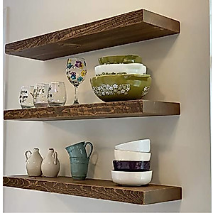 Joel's Antiques Floating Wall Shelf - 60-Inch Wood Decor & Long for Fireplace Mantel, Bookshelf, Bedroom, & Farmhouse - Wall-Mounted Rustic Stand, Wooden Hanging Display - Medium Brown, 60x10x2