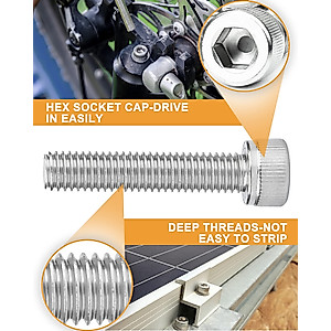 VIGRUE 238PCS M6-1.0 x 20/25/30/35/40/45/50mm Hex Socket Head Cap Screws, Stainless Steel 304 Allen Head Bolts Nuts Kit, Full UNC Thread