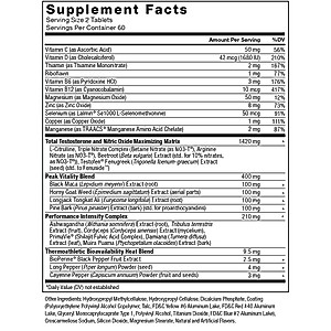 FORCE FACTOR Test X180 Alpha v2 T-Support for Men, T-Supplement to Help Build Strength, Boost Nitric Oxide, and Support Daily Performance, 120 Tablets