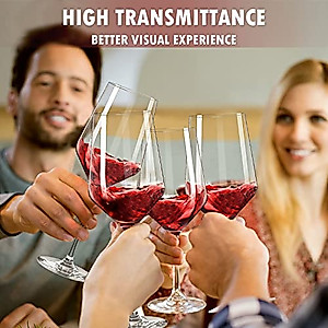 ONEARF Wine Glasses Set of 4,15oz Hand Blown White and Red Wine Glasses.Lead-Free Premium Crystal Clear Glass Burgundy Boardeaux Wine Glass Set for Daily Use Wedding Anniversary or Birthday Gift