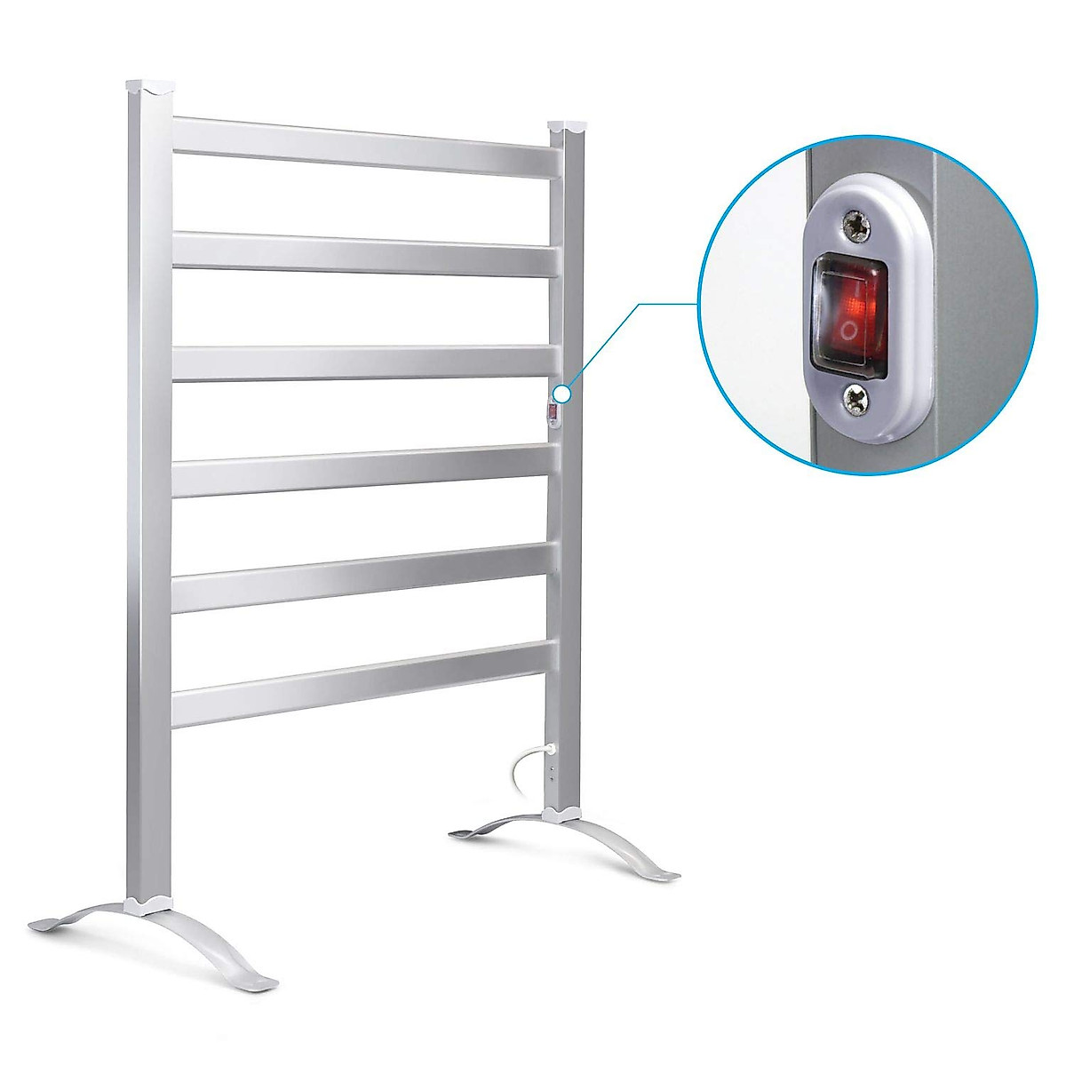 2-in-1 Towel Warmer and Drying Rack, Heated Towel Rack, Free Standing & Wall Mount with 6 Bars & Aluminum Frame for Bathroom (UL Certified)