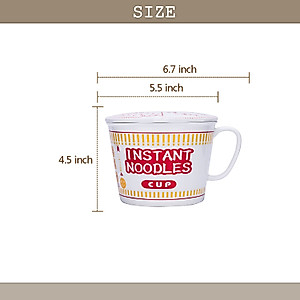 FYUEROPA Ceramic Large Noodle Bowl 27 Oz Soup bowl with Lid (Red)