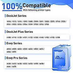 HavaTek 67XL Ink Cartridge Replacement for HP 67 Ink Cartridges Black/Color Combo Pack, Fit for HP Envy 6000 6055e 6058 6400 6455 Deskjet 2700 2725 4100 2752e 2742e 4152 2755e 4155e Printer (2 Pack)