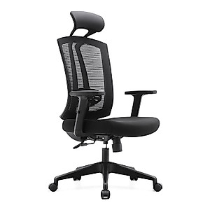 TUOMUR Office Chair Ergonomic Desk Chair Breathable Mesh Computer Chair Adjustable Height with Lumbar Support Armrest Executive Rolling Swivel Adjustable Task Chair for Home Office, Black