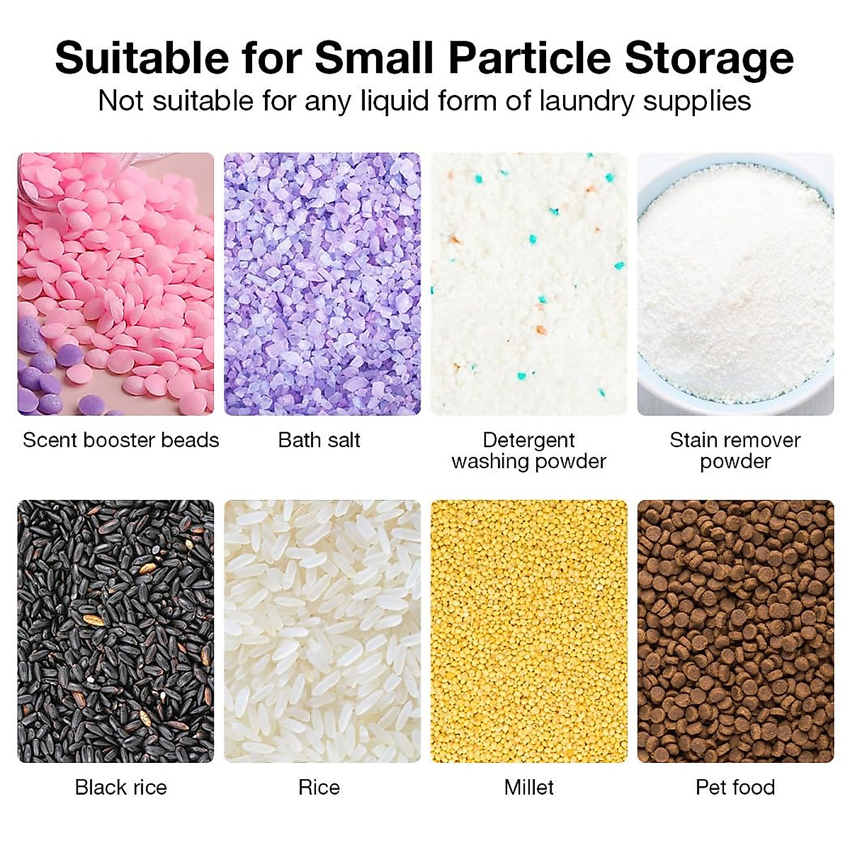 Conworld Rice Dispenser Kitchen Organization, Wall-Mounted Dry Food Storage Container with Lids and 1 cup, Laundry Detergent Dispenser.Suitable for Black Rice, Pet Food, Beans, Laundry Scent Beads