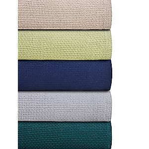 BOUTIQUO 100% Cotton Bed Blanket, Breathable Thermal Blanket Full - Queen Size, Soft Honeycomb Waffle Blanket 90"x90", Cotton Bed Blanket, Perfect for Layering Any Bed for All Season, White