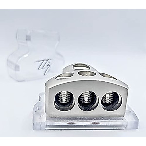 TTZ Audio 3 Way Power Distribution Block 1 x 0GA in to 3 x 4GA Out Splitter for Multiple Car Audio Amplifier Connection, 0 Gauge - 3 x 4 Gauge (3-Way)