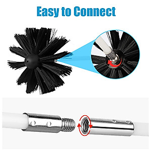 22PCS Dryer Vent Cleaning Kit, Chimney Sweep Kit with 18 Nylon Rods 2 Brush Heads 1 Drill Connector 1 Long Brush, Fireplace Chimney Brush Cleaning Kit, Duct Dryer Vent Cleaner Kit Cleaning Tool