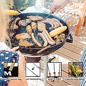 8 PCS Marshmallow Roasting Sticks for Fire Pit, Retractable Grill Forks Smores Sticks Kit for Fire Pit, Marshmellow Roasting Tongs BBQ Tools, TIMDAM Stainless Steel Smores Skewers Campfire Accessories