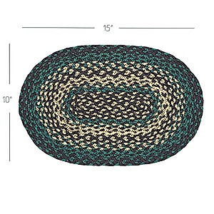 VHC Brands Pine Grove, Dining Table Placemat, Braided Jute, Oval, Green, 10x16