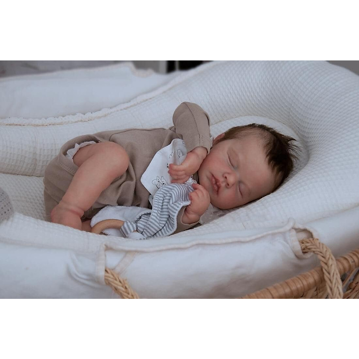 RXDOLL Sleeping Reborn Baby Dolls Realistic Newborn Baby Dolls 20 Inch Baby Doll That Look Real Reborn Baby Boy with Soft Body Hand-Rooted Hair Loulou
