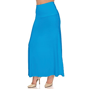 Basic ABC Casual High Waist Floor Length Maxi Skirt, 2X, Baby Blue