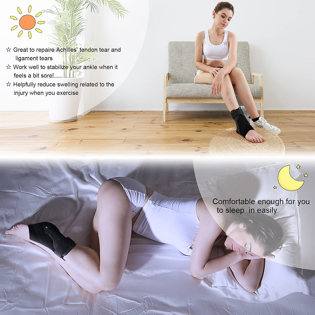 TODDOBRA Ankle Brace for Sprained Ankle, Ankle Support Brace with Side Stabilizers for Men & Women, Ankle Splint Stabilizer Volleyball, Basketball, Ankle Supports for Women (Update L)