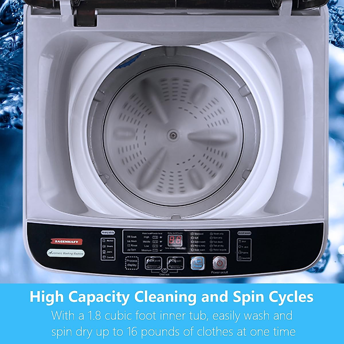 Full Automatic Washer And Dryer Combo, Portable Washing Machine, 13.2 Lbs Compact Washer With Stainless Steel Inner Barrel,10 Wash Programs/Led Display/8 Water Levels/Faucet Adapter,For Home,Apartment