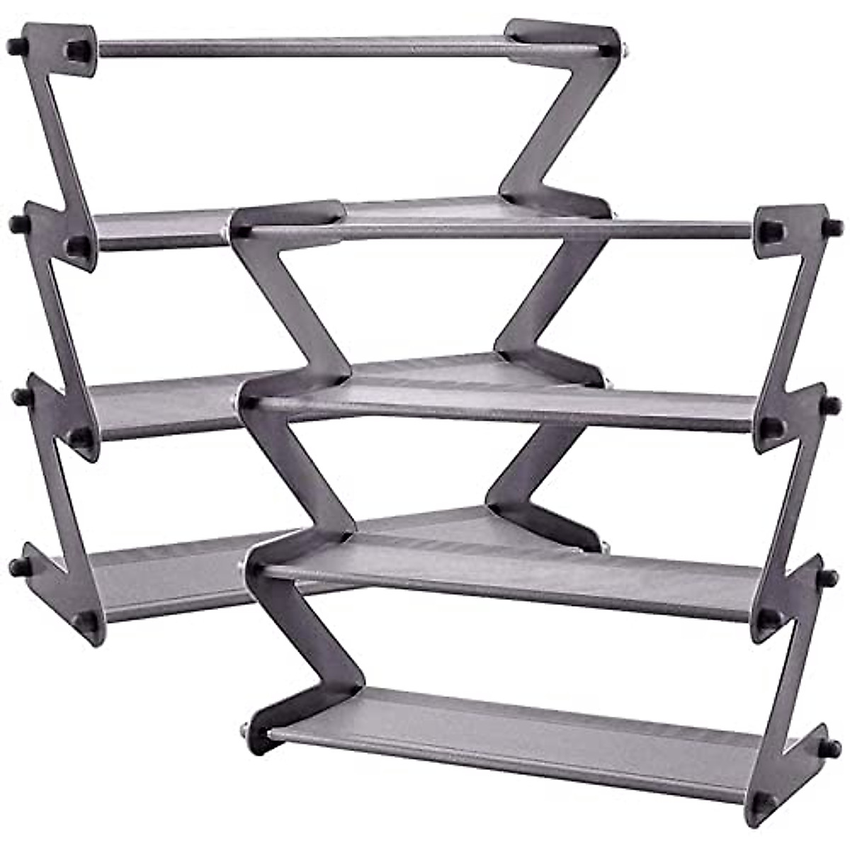 llibnn 2 Pack Shoe Storage Rack Non Woven Stainless Steel Foldable Save Space Multi Layer Assembled Shoe Holder