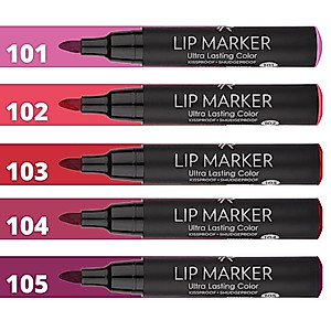 Golden Rose Lip Marker Lip Stain Ultra Long Lasting Natural Finish Water Based with Aloe Vera and Vitamin E (104 Burgundy)