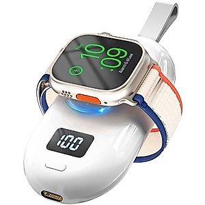 AORATY 3000mAh(Large-Capacity) Portable Charger for Apple Watch, 2 in 1 Wireless Magnetic iWatch Charger with Digital Display Travel Power Bank for Apple Watch Series 9/8/7/6/5/4/SE/Ultra 2/Ultra