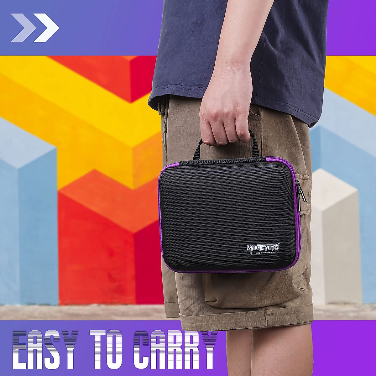 Portable Yoyo Storage Case, Yoyo Carrying Bag, Yoyo Prefessional Case 6 Hole Yoyo Protective Bag with Inner Zippered Pocket for Keeping Yoyos and Yoyo Accessories Safe and Organized (Black&Purple)