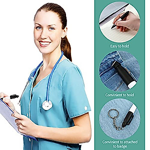 24 Pieces Mini Permanent Markers with Golf Keychain Clips for Nurses Badge Medium Point Ink Pens for Office School Nurses Supplies Outdoor Activities (Black)