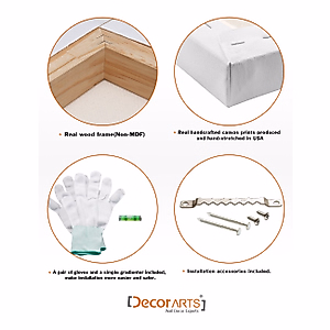 DECORARTS - The Great Wave off Kanagawa(Triptych), Katsushika Hoki. Classic Art Reproduction, Giclee Print On Canvas. Stretched canvas. 48x32