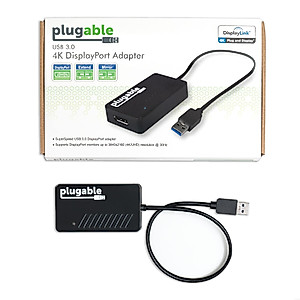 Plugable USB 3.0 to DisplayPort 4K DisplayLink Video Graphics Adapter for Multiple Monitors up to 3840x2160 Supports Windows, Mac, and ChromeOS