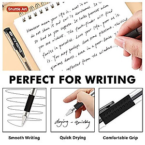 Shuttle Art Black Gel Pens, 50 Pack Fine Point Black Ink Pens Bulk, 0.5mm Rollerball Gel Ink Pens Smooth Writing with Comfortable Grip for Office, School and Home