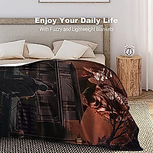 GIMCJOK Rustic Michael Halloween Myers Throw Blanket, Flannel Halloween Blankets and Throws for Couch, Queen Size Air Conditioned Blanket 40"x50"
