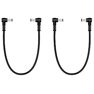 Fancasee (2 Pack 1 ft 5.5mm x 2.1mm 90 Degree Right Angle Male to Male Right Angle DC Power Adapter Cable Cord for IP Camera CCTV Surveillance Security Camera LED Strip DVR Router Invoice Printer