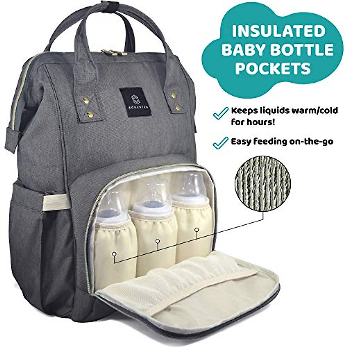 Soulsten Diaper Bag Backpack for Mom and Dad - Unisex Baby Backpack Diaper Bag - Multifunctional, Waterproof, and Stylish Diaper Backpack - Grey