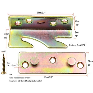 LBY Bed Rail Brackets, Heavy Duty Non-Mortise Bracket Fastener, Bed Buckle Lock, Bed Rail Fittings, Invisible Bed Connector, (a Set of 4 Pay),with Screws