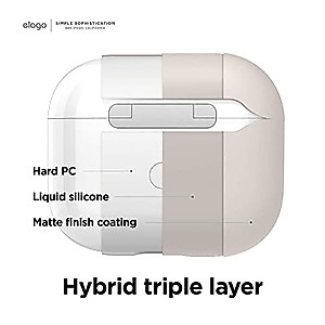 elago Liquid Hybrid Case Compatible with AirPods 3rd Generation Case - Compatible with AirPods 3 Case Cover, Triple Layer Protection, Wireless Charging, Shock Resistant, Easily Cleaned (Stone)