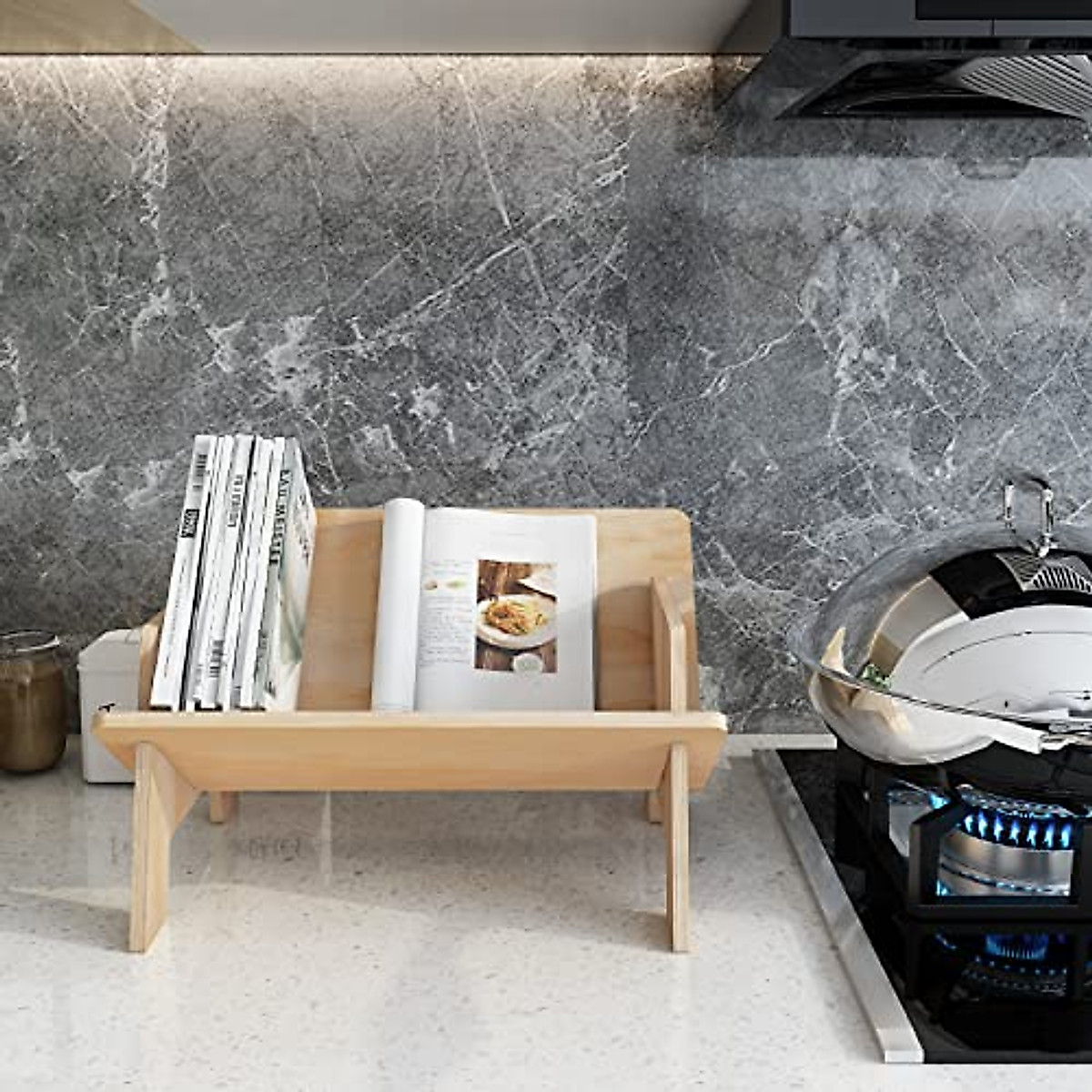 RekRang Wooden Desktop Bookshelf Simple Tabletop Tilted Bookcases for Books Magazine CDs,Desk Organizers and Storage Rack in Living Room/Office/Home (Burlywood)…