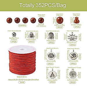 Bestewelry 324pcs 8mm Natural Sandalwood Bead Bracelet Making Kit Round Mala Bead Buddha Head Lotus Om Symbol Alloy Beads & Pendants Elastic Cords for Bracelets DIY Jewelry Making